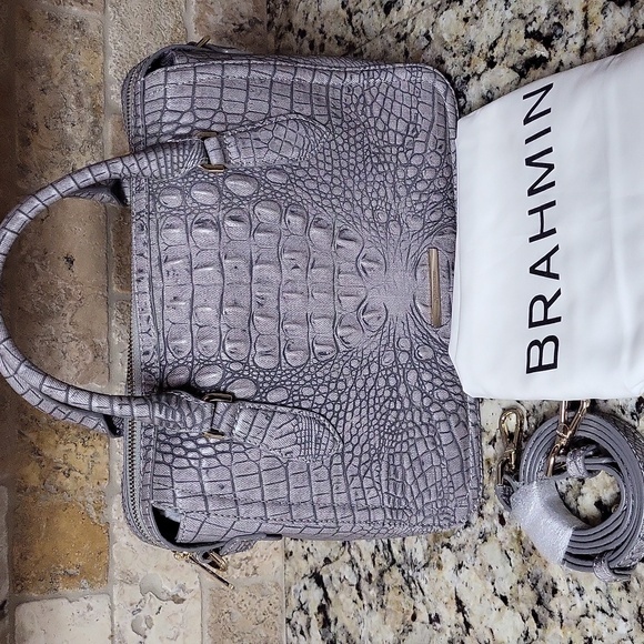 Brahmin | Bags | Brahmin Micaela Grey Tetra Satchel | Poshmark